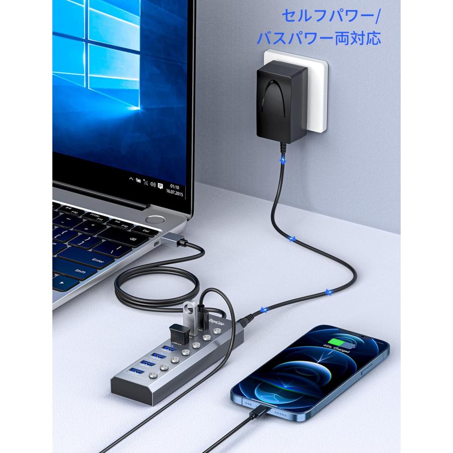 RayCue USB ハブ 3.0 Hub 7ポート 2024 5Gbps高速 USB拡張 コンパクト セルフパワー/バスパワー 独立スイッチ付 : SOLVERTEX - 通販 ...