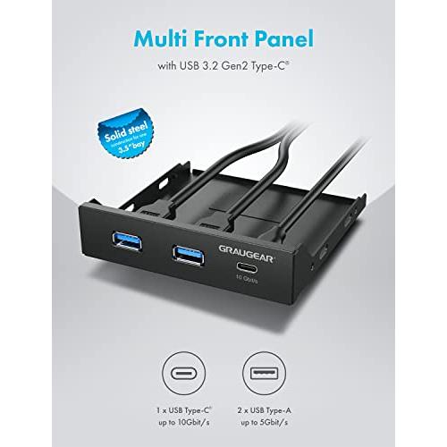 GRAUGEAR 3.5''インチベイ対応 PCマルチフロントパネルに搭載 3ポートハブ 20Gbps USB 3.2 Gen2x2 Type- : SOLVERTEX - 通販 ...