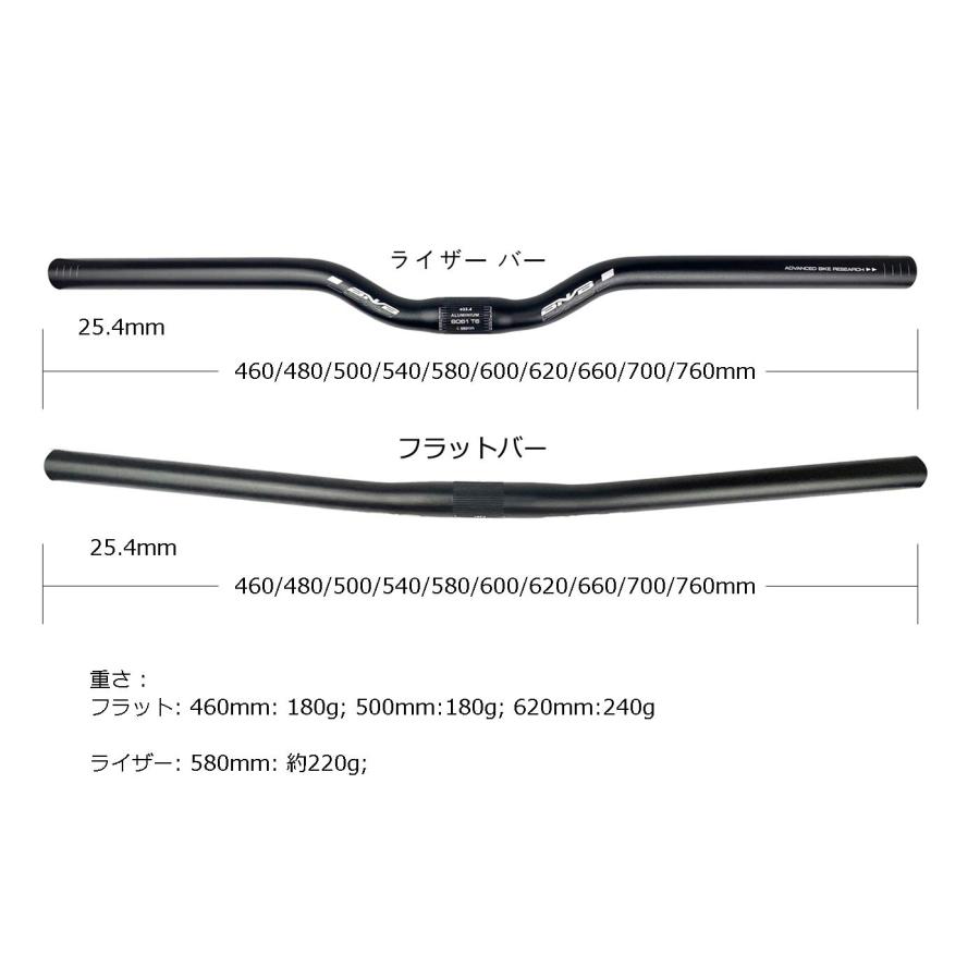 BNVB ハンドルバー 25.4mm/31.8mm アルミ合金 MTB 自転車 ライザーバー/フラットバー 500/540/580/620mm ...
