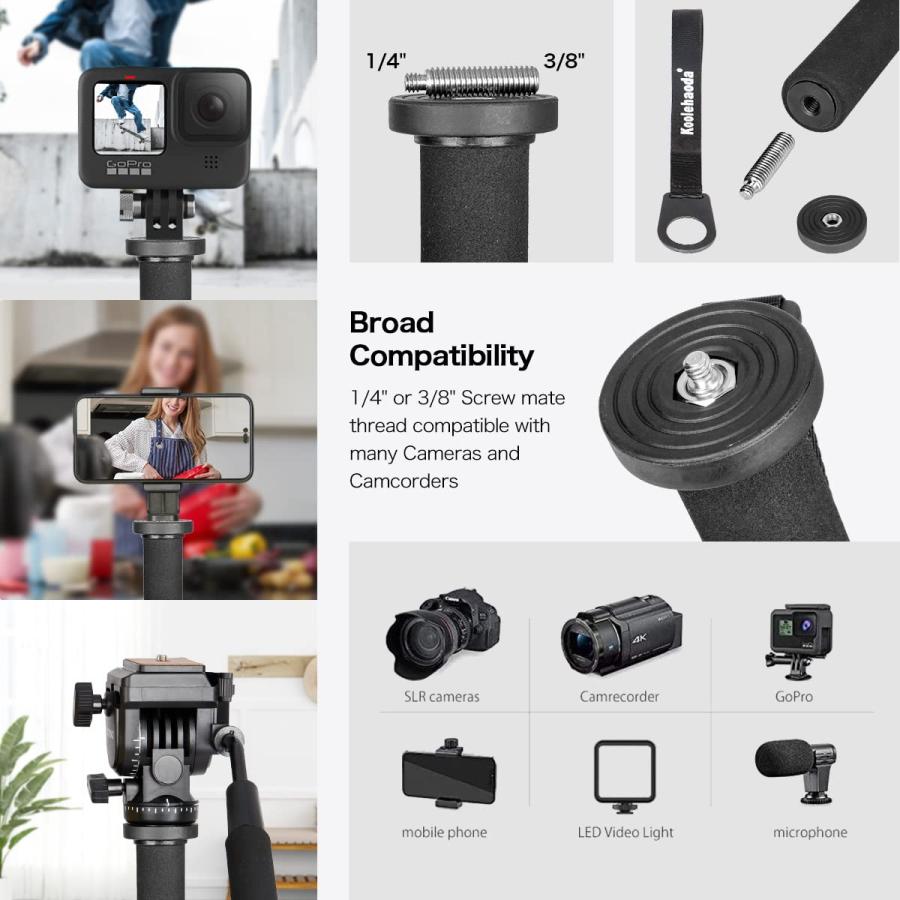 Koolehaodaアルミニウムカメラ一脚とトレッキングポール、ハンドル付き、5脚、7kgの耐荷重。 : SOLVERTEX - 通販 - Yahoo!ショッピング