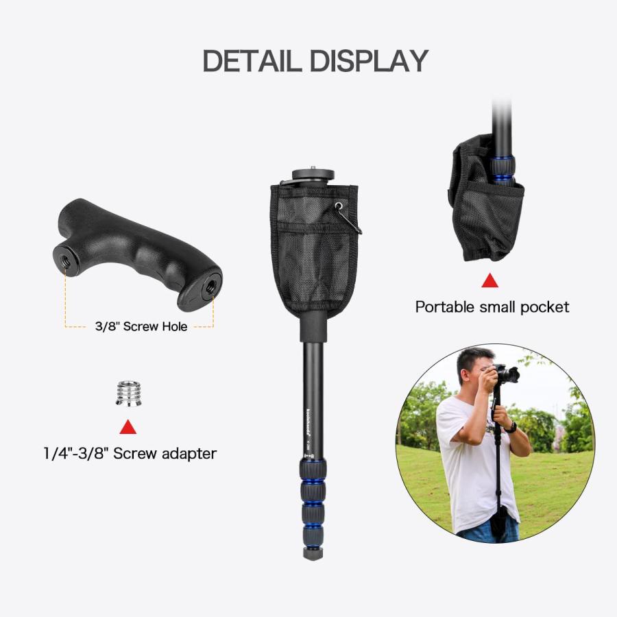 Koolehaodaアルミニウムカメラ一脚とトレッキングポール、ハンドル付き、5脚、7kgの耐荷重。 : SOLVERTEX - 通販 - Yahoo!ショッピング