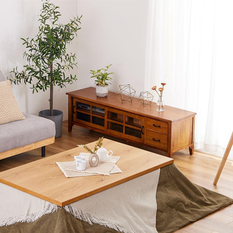 ローボード 150 完成品 TVボード リビングボード 収納 天然木 無垢材 ガラス ミンディ材 アイアン 脚付き 引き出し アンティーク ビンテージ 北欧 おしゃれ 0403 ...