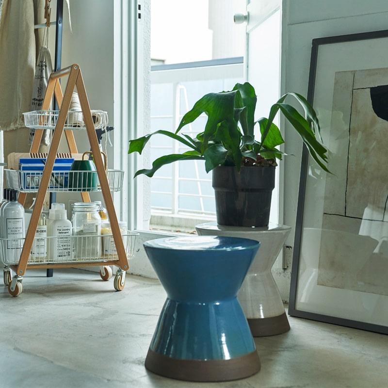 スツール 陶器 フラワーベース 花台 植物置き セラミック 玄関 テラス ガーデン 屋外 おしゃれ 北欧 ホワイト ブラック ブルー イエロー グレー レッド 0440 : Living ...