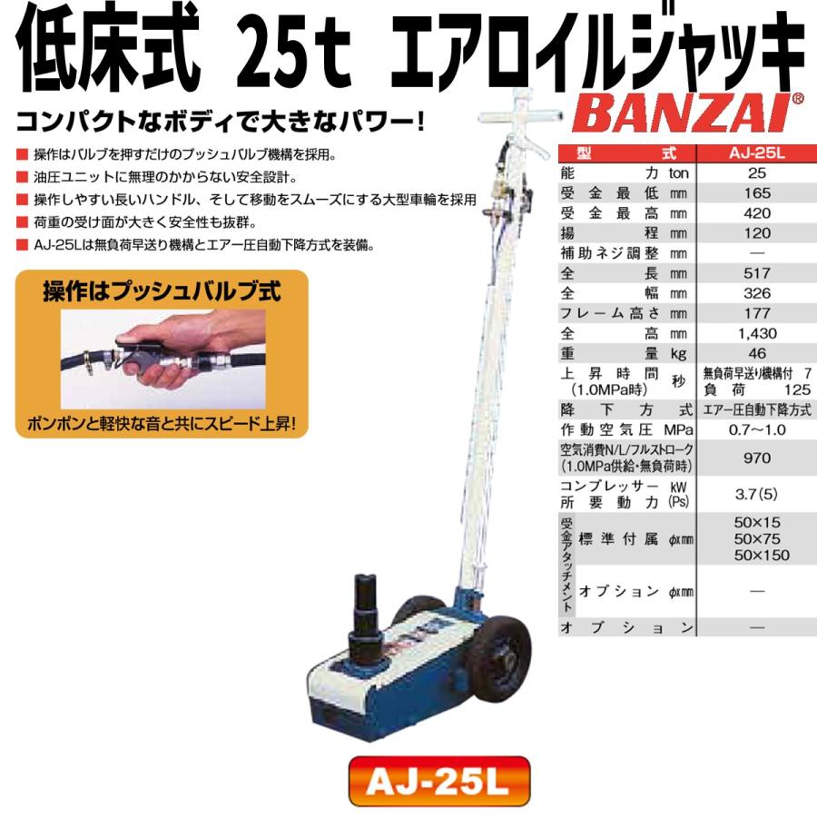 BANZAI 低床式 25t エアロイルジャッキ AJ-25L 【個人宅配送不可/メーカー直送】新品 : CarParts SORA(適格請求 ...