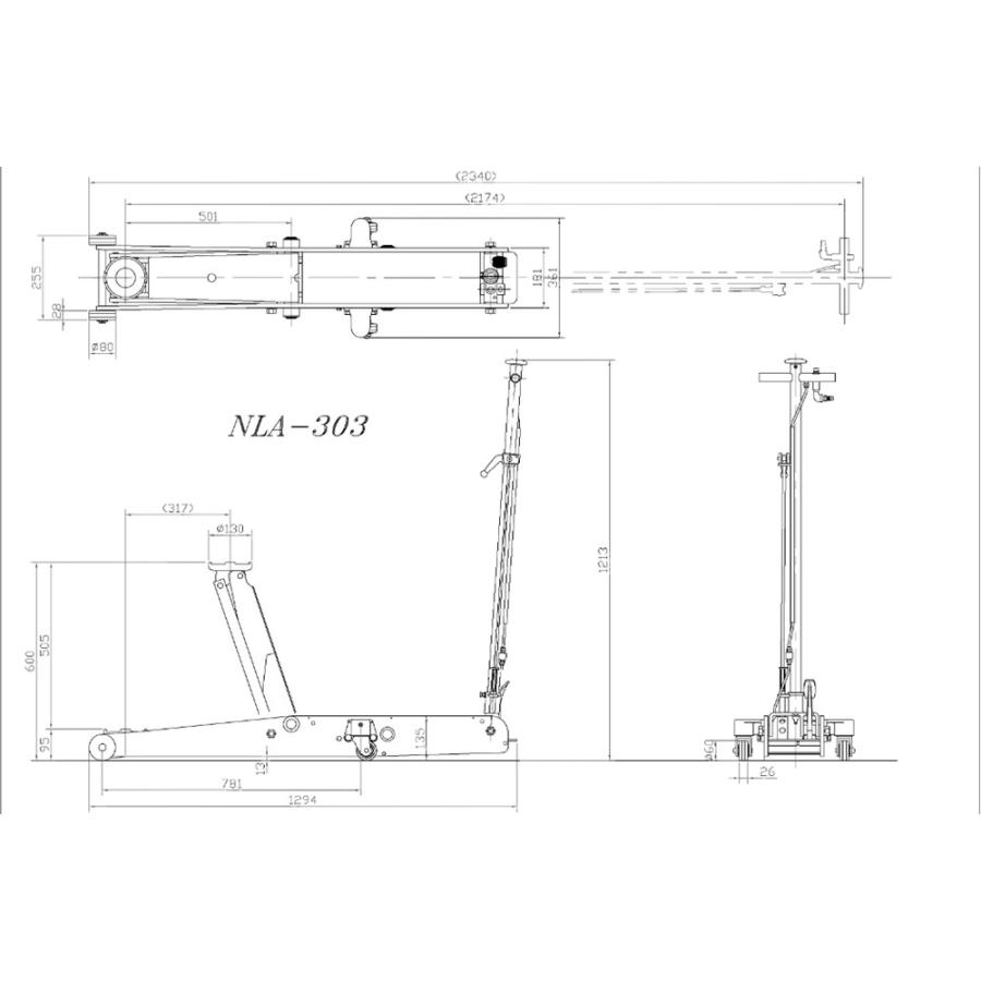 長崎ジャッキ NLA-303 低床 エアージャッキ ロング 3トン エアー/手動兼用 ペダル付【個人宅配送不可】 : yn1006509 : CarParts SORA(適格請求書対応 ...