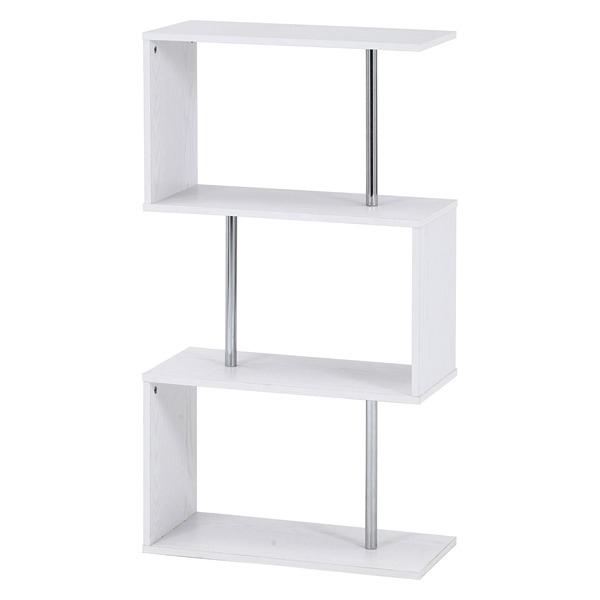 S字型ディスプレイラック3段 オークホワイト W600×D290×H1086 ラック シェルフ 収納家具 リビング ARview 不二貿易 ...