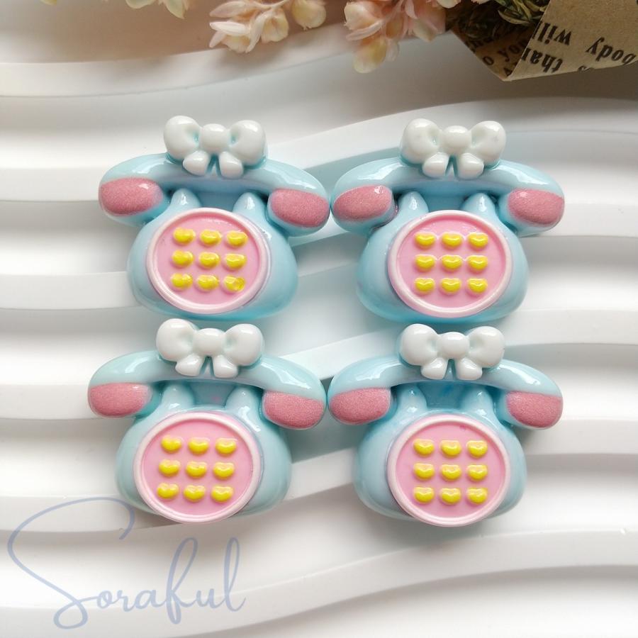 デコパーツ リボンのプッシュホン パステルカラー レトロ 押しボタン式電話機 貼り付けパーツ 4個 D-0643-4 : ソラフルキッズ - 通販 - Yahoo!ショッピング