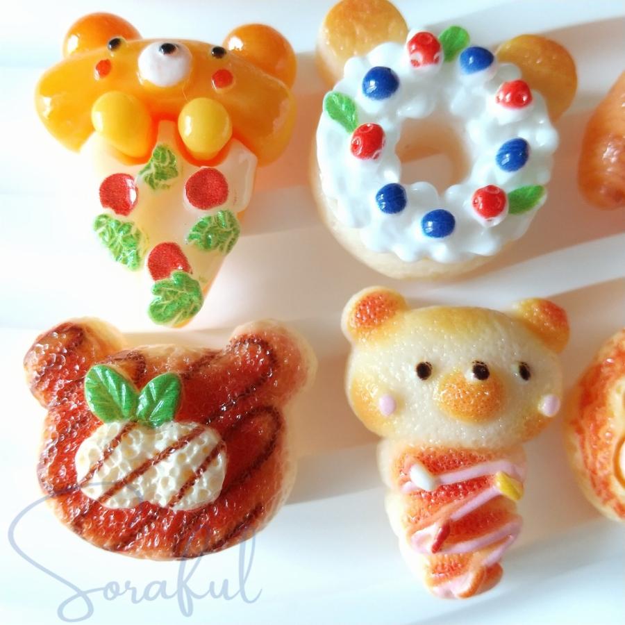 デコパーツ くまちゃんペイストリー 菓子パン ドーナツ ホットケーキ クロワッサン クマ 貼り付けパーツ 6種セット D-0652 : ソラフルキッズ - 通販 - Yahoo!ショッピング