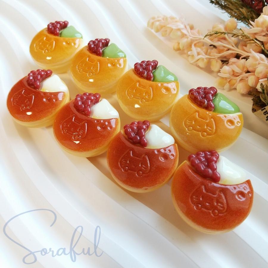 デコパーツ ねこ印のどら焼き クリーム あずき 抹茶 貼り付けパーツ 4個 D-0655 : ソラフルキッズ - 通販 - Yahoo!ショッピング