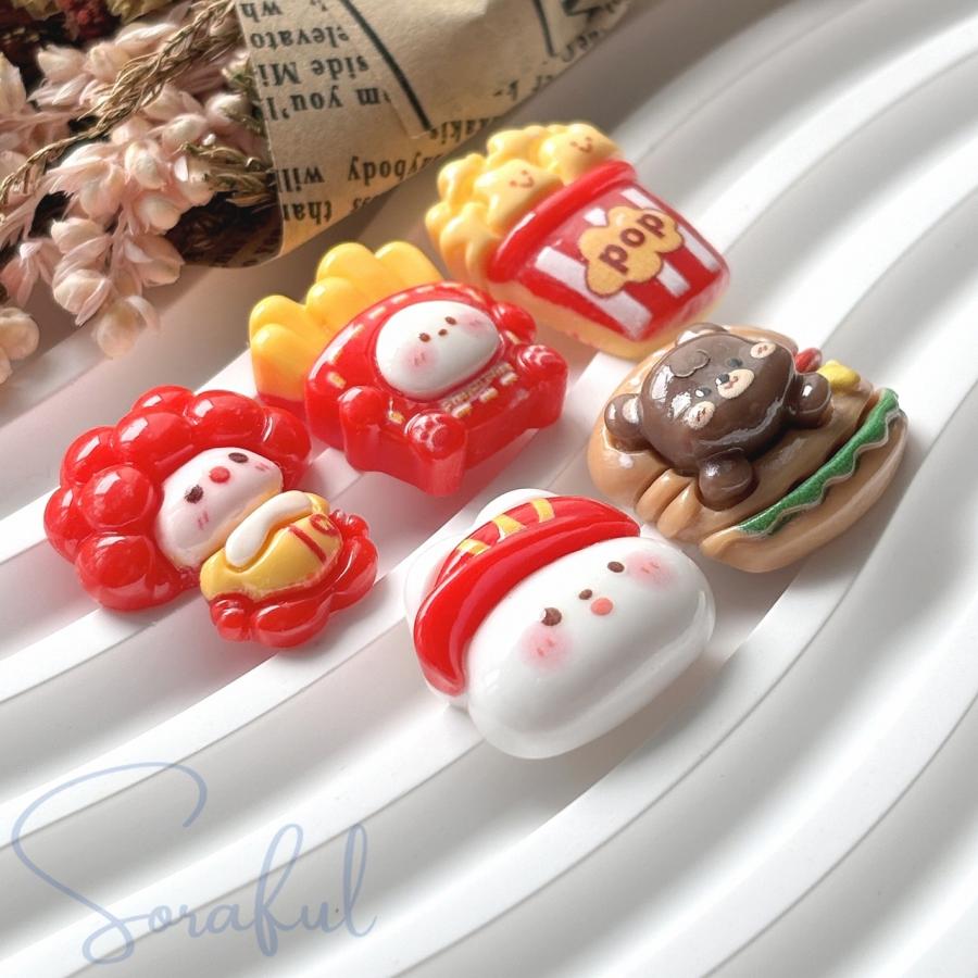 デコパーツ バーガーショップの仲間たち 店員さん フライドポテト ポップコーン ハンバーガー 5種セット D-0723 : ソラフルキッズ - 通販 - Yahoo!ショッピング