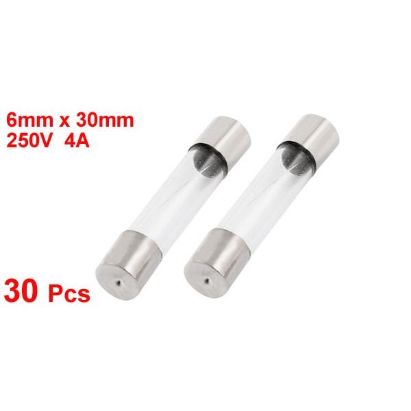 uxcell ガラス管ヒューズ クイック高速ガラス管ヒューズブロー 電子部品 6mm x 30mm F4AL250V 30個入り ...