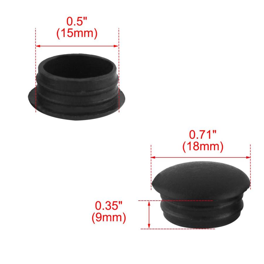uxcell 防音材 チューブ パイプ インサート 円形 ブランクエンドキャップ プラグ栓 15mmx18mm 10個入り ...