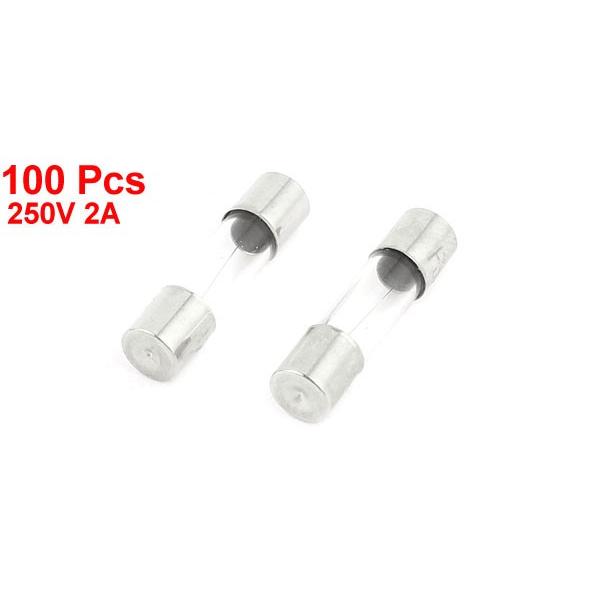 uxcell ガラス管ヒューズ ヒューズ クイックブロータイプ 低ブレイキング 5mmx20mm F2AL 250V 2A 100個入り ...
