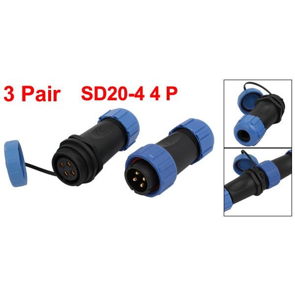 uxcell 防水航空ケーブルコネクタ+ソケット ケーブルグランド SD20-4 4ピンIP68 3ペア : ソウテン2号店 - 通販 - Yahoo!ショッピング