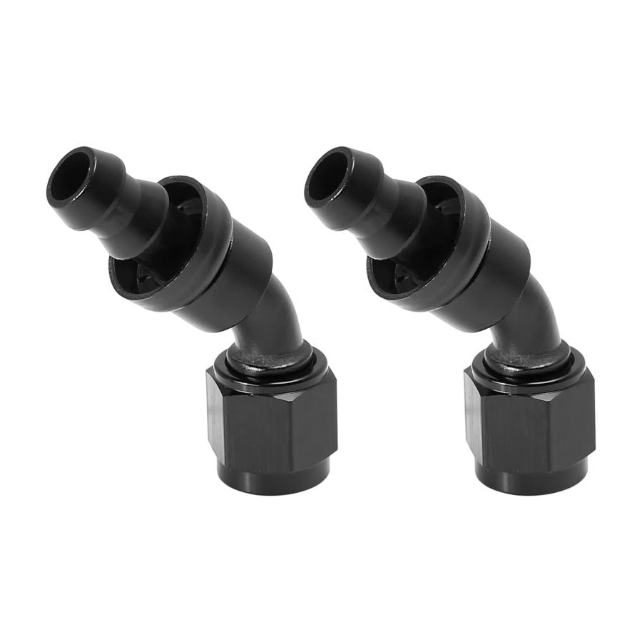 X AUTOHAUX プッシュロックホースフィッティング プッシュロックホース金具 燃料ラインホースエンド アルミ ブラック AN6 45度 2個入 : ソウテン2号店 - 通販 ...