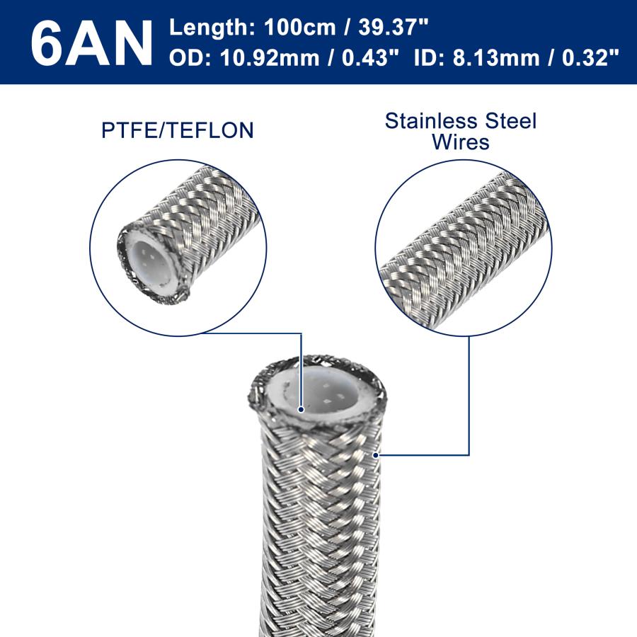 X AUTOHAUX 編組PTFE ステンレス鋼 ユニバーサル AN6 9.5 mm 1 M E85カーオイル燃料ガスラインホース用 : ソウテン2号店 - 通販 - Yahoo!ショッピング