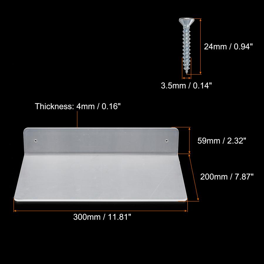 uxcell PATIKIL 300 x 200mm アクリルフローティングシェルフ フローティング壁掛け棚 バスルーム 壁 装飾用 透明 : a22061400ux0832 : ソウテン2号 ...