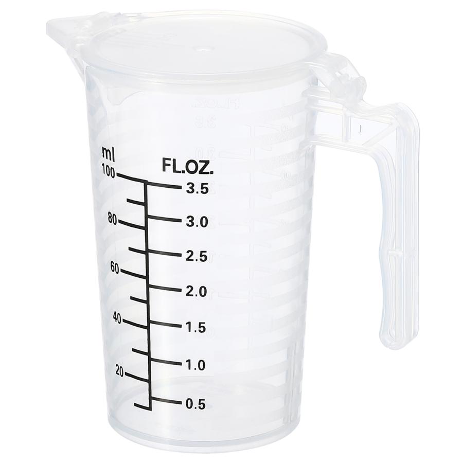 PATIKIL 目盛付きビーカー 100ml PP プラスチック 液体計量カップ 両面ブラック目盛り ハンドル蓋と注ぎ口付き ラボ キッチン 家庭用 : ソウテン2号店 - 通販 ...