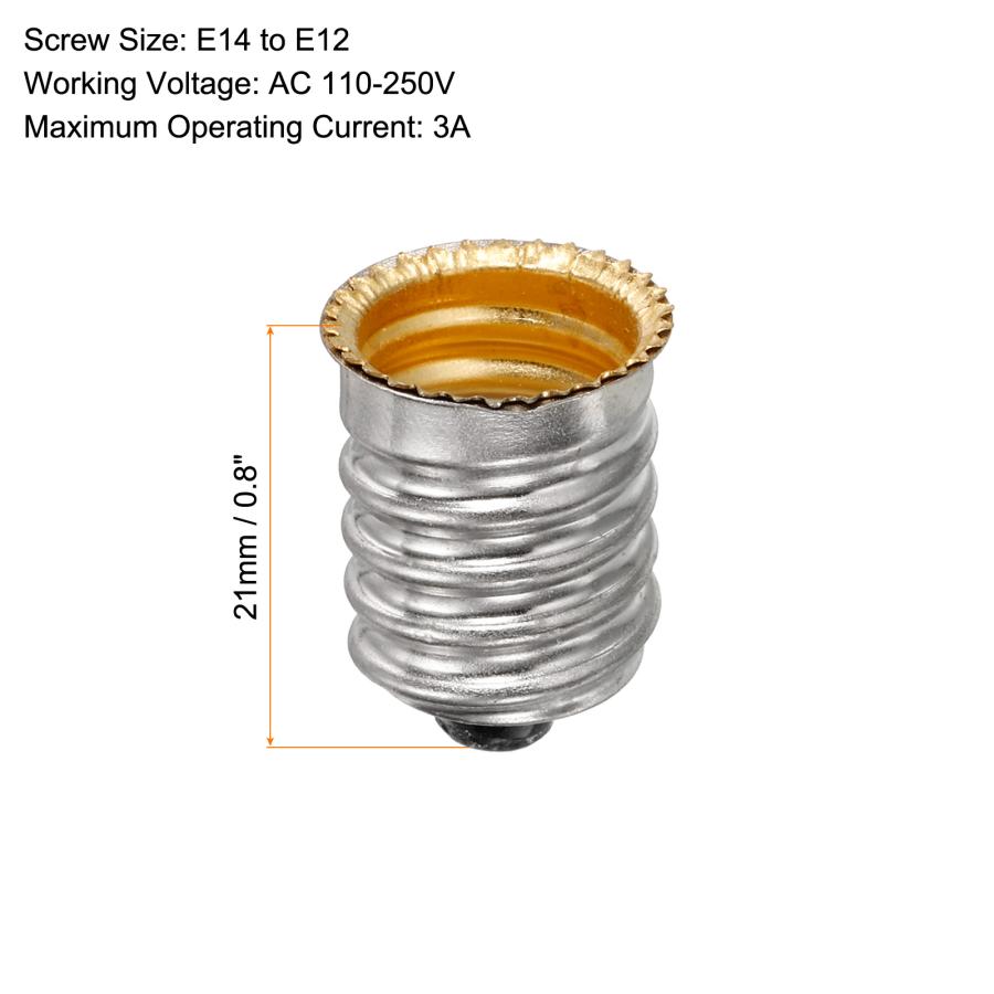 uxcell PATIKIL E14-E12 アダプターコンバーター 8個 E14-燭台ネジE12 減速機電球ソケット シルバートーン : ソウテン2号店 - 通販 - Yahoo!ショッピング
