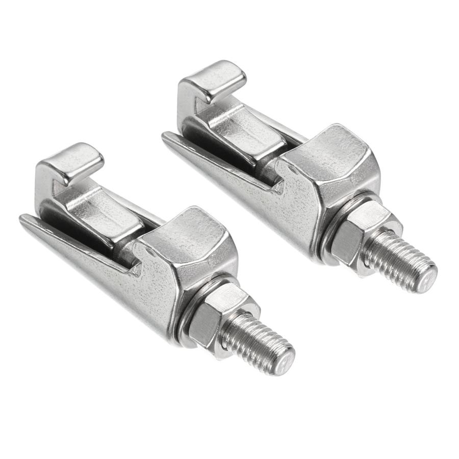 uxcell PATIKIL M8 ダブルクロークランプ 2個 SS304ステンレス鋼 耐久性 真空ホース クランプボルト ネジ付き シルバー ...
