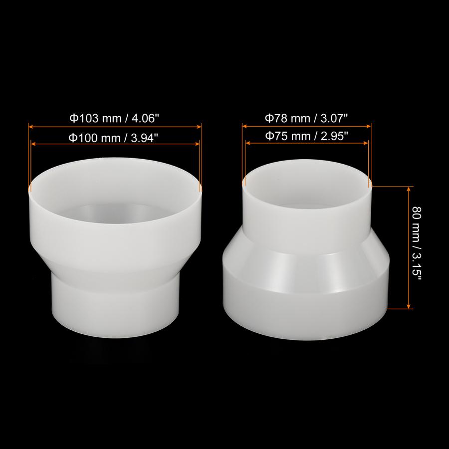 uxcell PATIKIL 100x75mm ダクトレデューサー ダクトパイプレデューサーコネクタ 2個 ABS HVAC加熱冷却空気換気 ...
