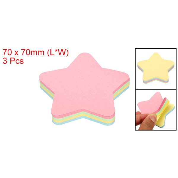 uxcell PATIKIL 70x70mm 星型付箋 3パッド かわいい セルフスティック メモパッド 明るい カラフル 100枚/パッド 4色 : a22101500ux0068 : ソウ ...