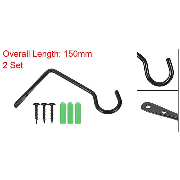 PATIKIL 150 mm ハンギングプラントフック 2セット ハンギングプラントブラケット 壁装飾 ストレートハンガーフック 屋内屋外用 ブラック : ソウテン2号店 - 通販 ...