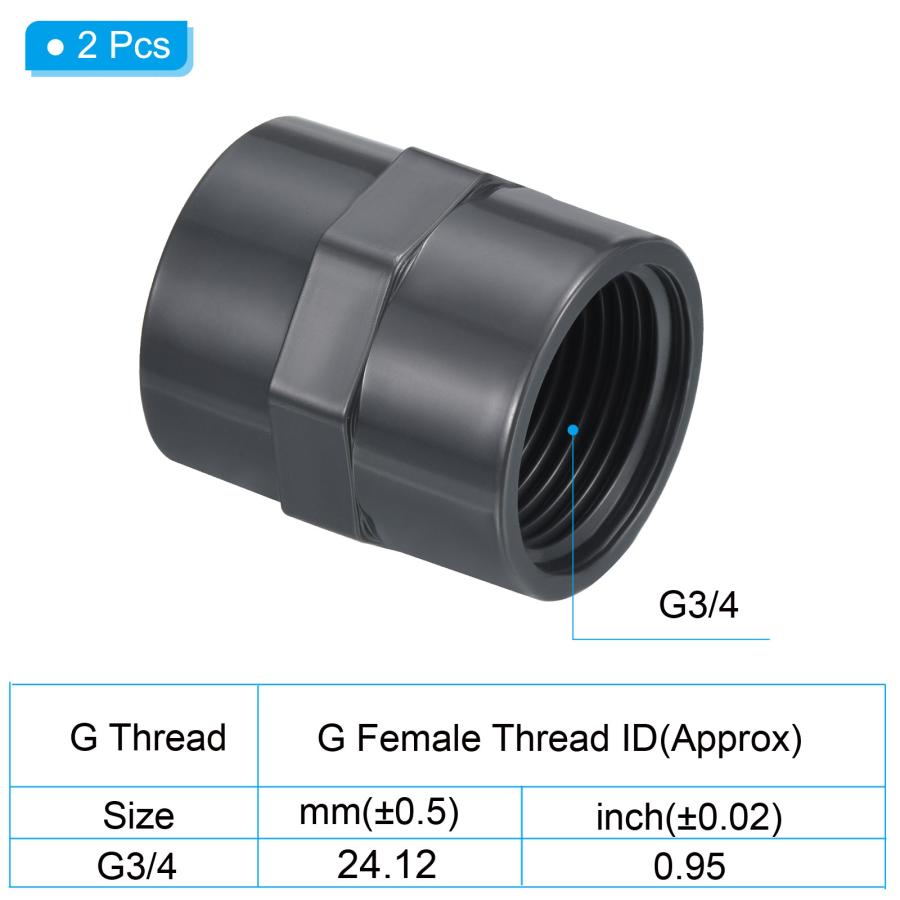 uxcell PATIKIL G3/4 メスねじ継手 2個入り UPVC スリーブ 直管 ホース 継手アダプタ 水道管 グレー : ソウテン2号店 - 通販 - Yahoo!ショッピング