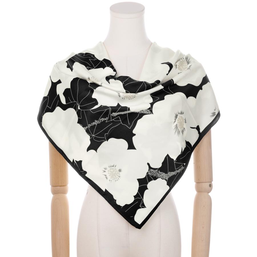 uxcell Elerevyo スクエアスカーフ 女性 花柄 コントラストカラー サテン スカーフ ヘッドラップ 90x90cm 黒、白 : a23032200ux0188 : ソウテン2号店 ...