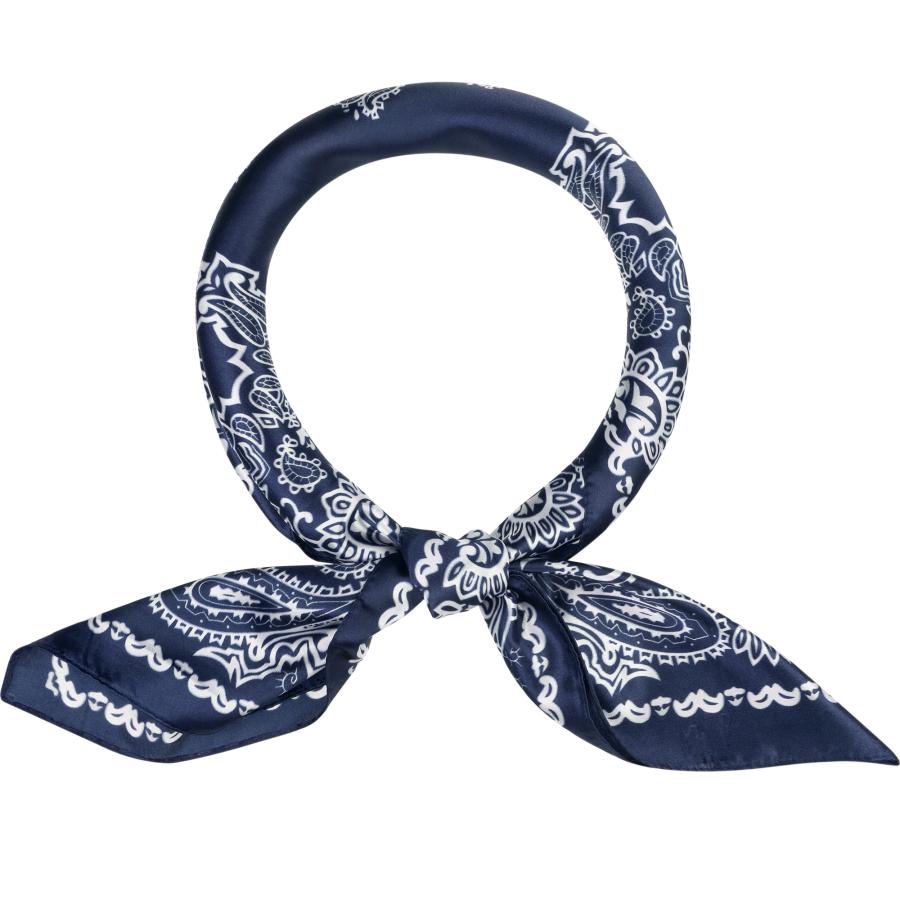 Elerevyo スクエアスカーフ 女性 サテン 90x90cm シルクのような ヘアスカーフバンダナ 紺 : ソウテン2号店 - 通販 - Yahoo!ショッピング