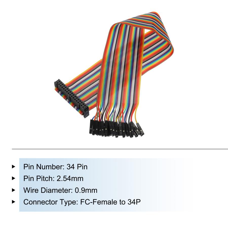 uxcell IDCレインボーワイヤー フラットリボンケーブル FC-メス-34P 30cm長さ 2.54mmピッチ 1個 : ソウテン2号店 - 通販 - Yahoo!ショッピング