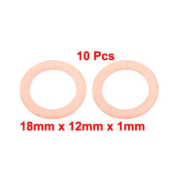 uxcell 絶縁ワッシャー 銅ワッシャー フラットリング クラッシュ シールガスケット ファスナー 18mm x 12mm x 1mm 10個入り :a16072700ux0569:ソウテン ...