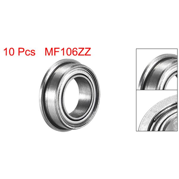 uxcell MF106ZZ フランジボールベアリング 玉軸受 転がり軸受 6x10x3 mm 二重金属シールド (GCr15) クロム鋼 ...