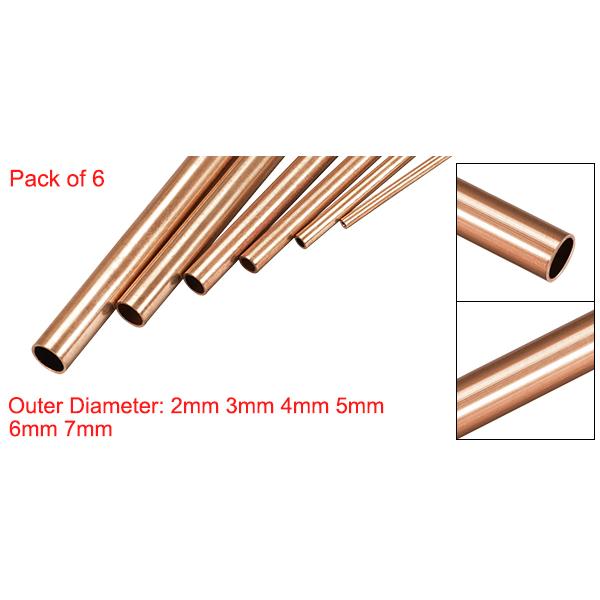 uxcell 銅管 2mm 3 mm 4mm 5mm 6mm 7mm外径x0.5mm壁厚さ 300mm長さ シームレスラウンドパイプチューブ 6パック : ソウテン3号店 - 通販 ...