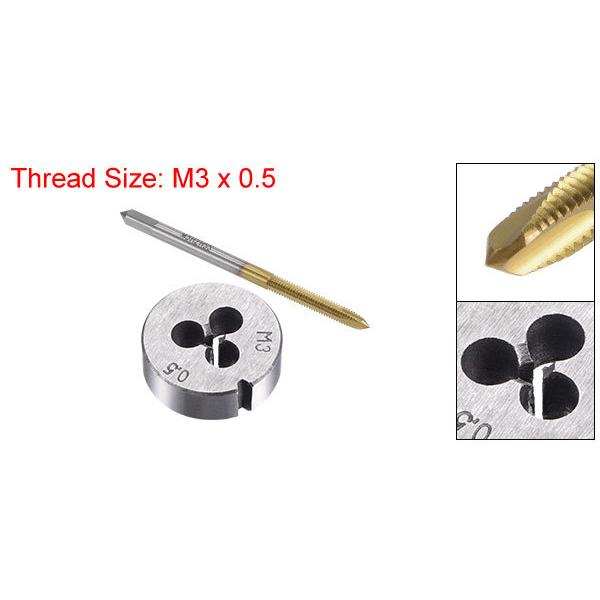 uxcell タップアンドダイセット メトリック M3x0.5 HSS (高速度鋼) チタンメッキ機 螺旋ポイント 合金鋼 丸ねじ切りダイス : ソウテン3号店 - 通販 - Yahoo!ショッピング