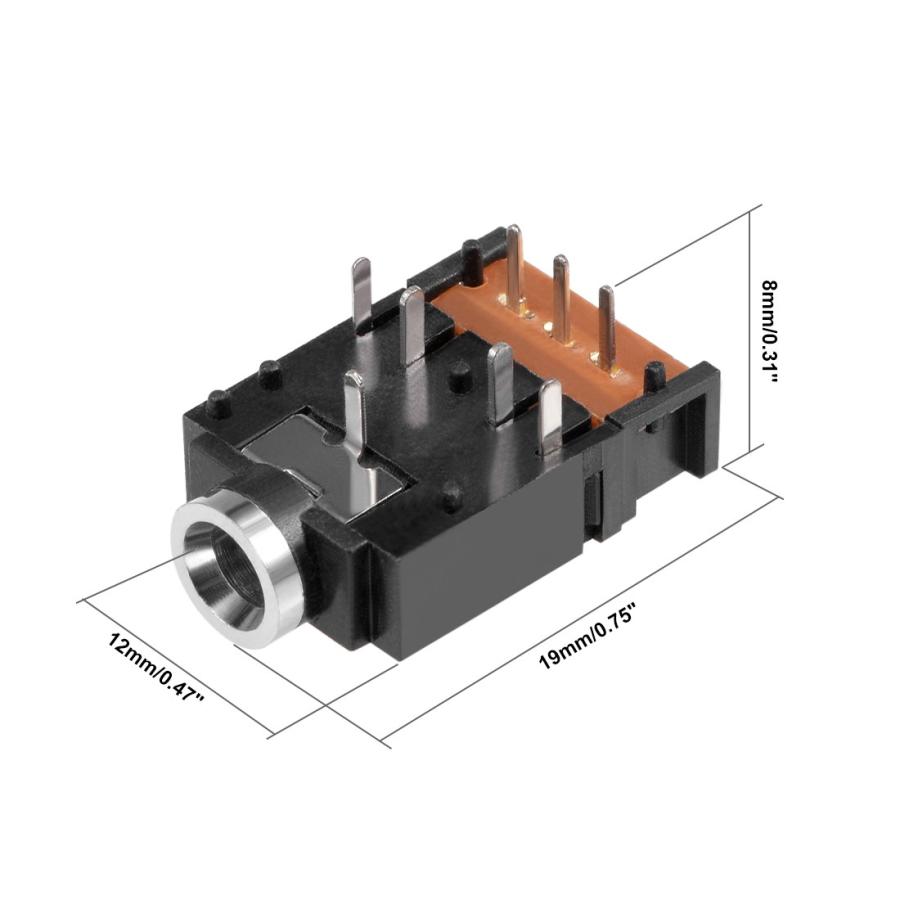uxcell PCBマウントDCコネクター オーディオステレオジャック 3.5mm 8ピン PJ-3F07-8Pモデル 15個入り : ソウ ...
