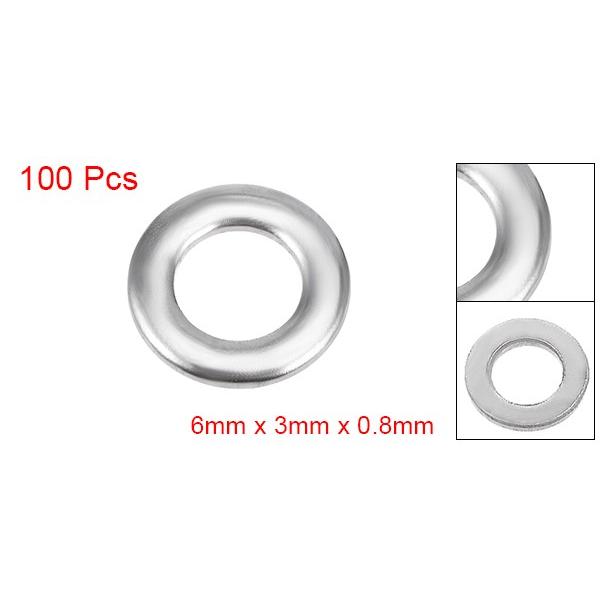 uxcell フラットワッシャー 平座金 6mm x 3mm x 0.8mm 304 ステンレススチール スクリューボルト用 100個入り : a18110300ux0056 : ソウテン ...