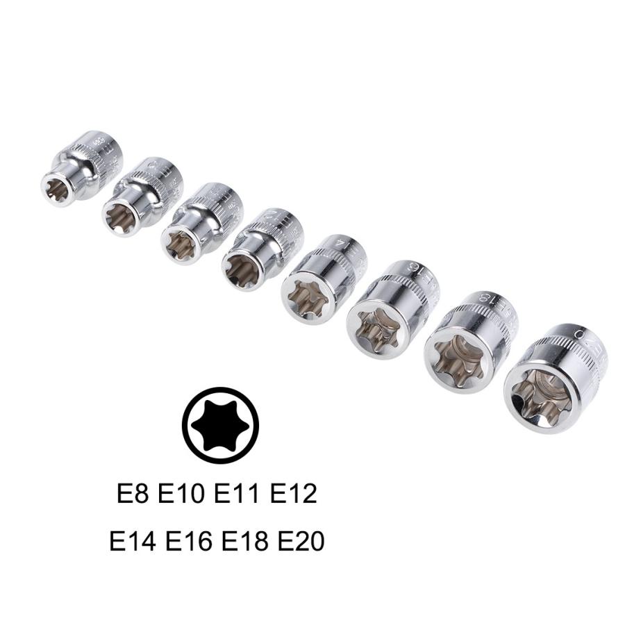 uxcell 外部トルクス 9.5mmドライブ 浅ソケットセット E8 E10 E11 E12 E14 E16 E18 E20 Cr-Vスチール 8個 : ソウテン - 通販 - Yahoo ...