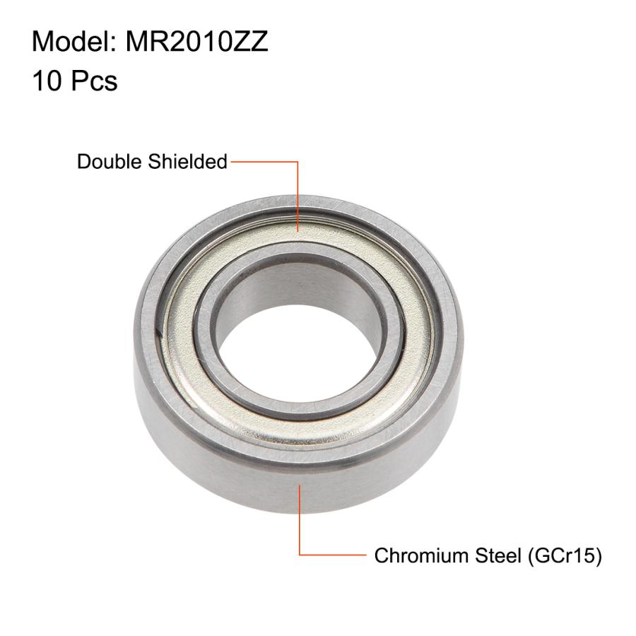 uxcell 深溝玉軸受 クロム鋼 MR2010ZZ ダブルシールド 10mm x 20mm 6mm P0(ABEC1) 10個入り : ソウ ...