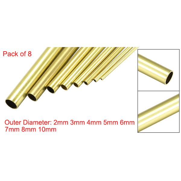 uxcell 真鍮チューブ 2/3/4/5/6/7/8/10mm外径x0.5mm壁厚さ 300mm長さ シームレスラウンドパイプチューブ 8個パック :a20081800ux0068:ソウテン ...