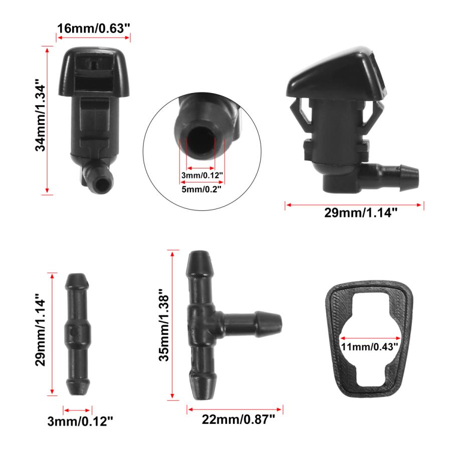 X AUTOHAUX フロントガラスウォッシャーノズル 2 mフロントガラスウォッシャーホース 7C3Z17603A 2個コネクタ置き換え ...