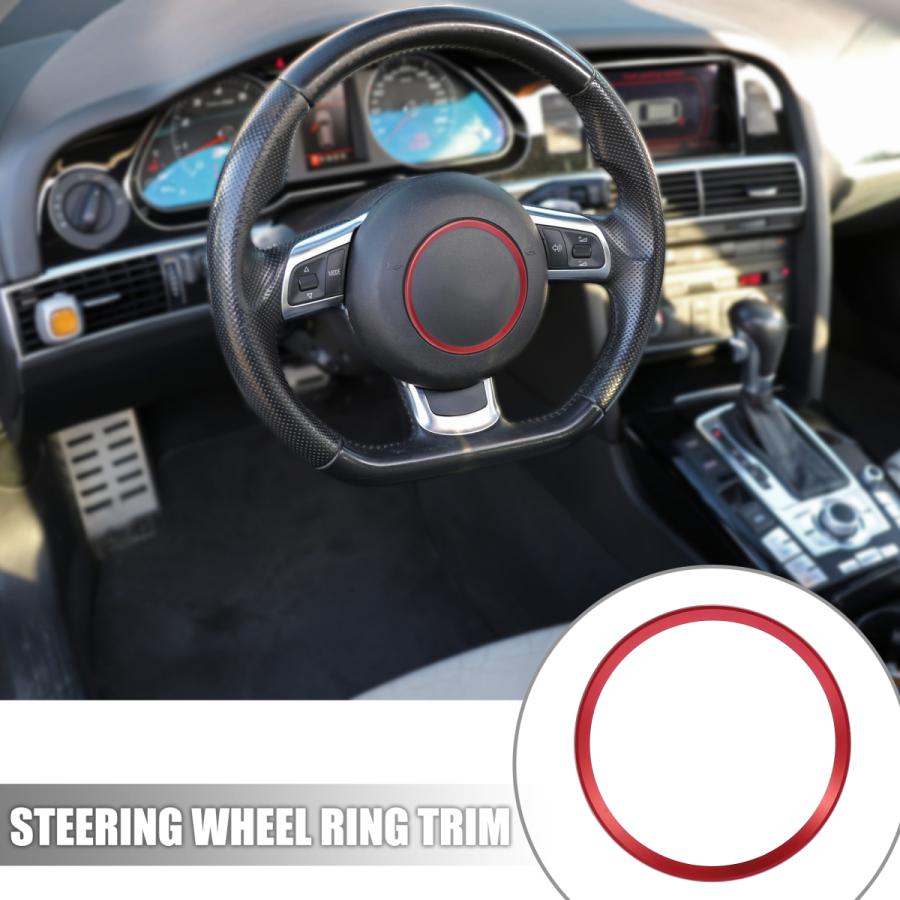 X AUTOHAUX 車ステアリングホイールのデカール装飾 ステッカーカバートリム Audi用 2012-2016用 レッド : ソウテン ...