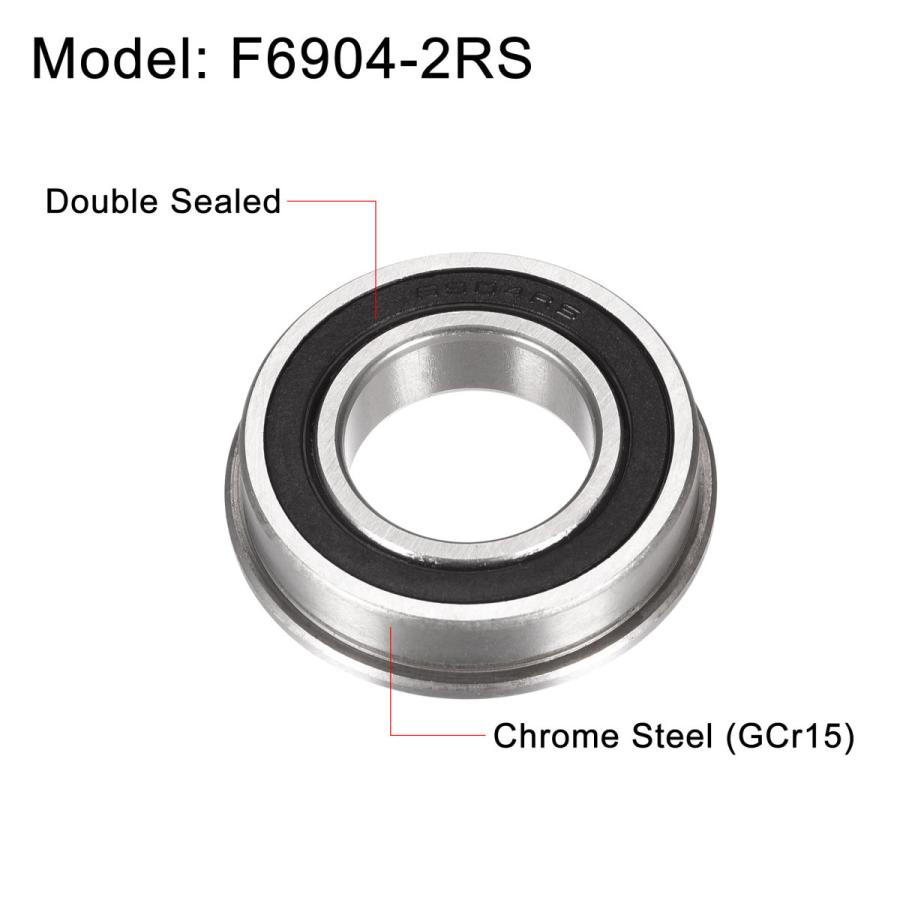 uxcell フランジ付きボールベアリング F6904-2RS 二重密封 クロム鋼ベアリング 20x37x9 mm 2個 : ソウテン ...