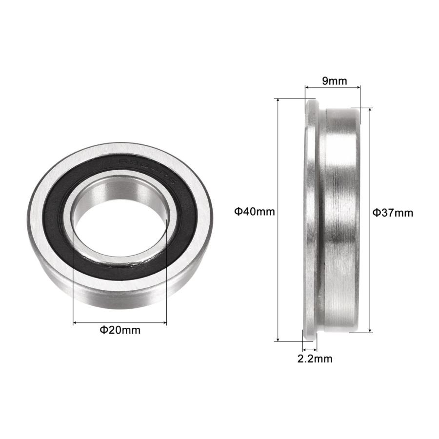 uxcell フランジ付きボールベアリング F6904-2RS 二重密封 クロム鋼ベアリング 20x37x9 mm 2個 : ソウテン ...