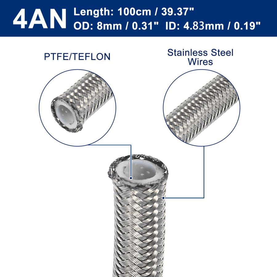 X AUTOHAUX オイルラインホース 燃料ラインホース ガソリンチューブ AN4 1M ユニバーサル編組 PTFE ステンレス鋼 E85に対応 : ソウテン - 通販 - Yahoo!ショッピング