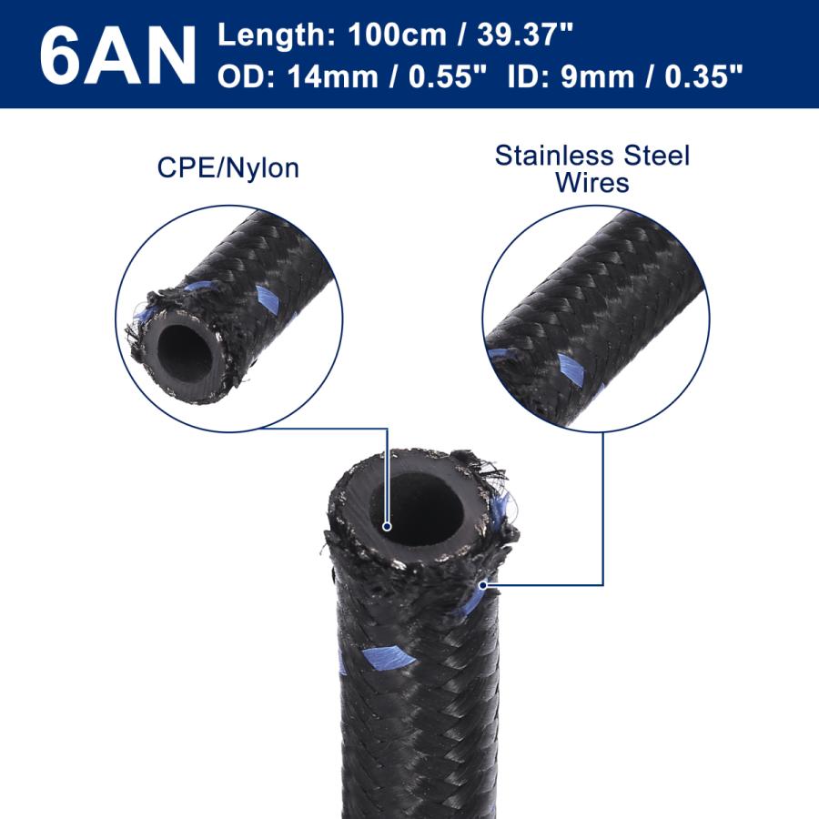 X AUTOHAUX オイルラインホース 燃料ラインホース ガソリンチューブ AN6 1M ユニバーサル編組 CPE ナイロン ステンレス鋼 : a21100900ux0267 : ソウテン ...