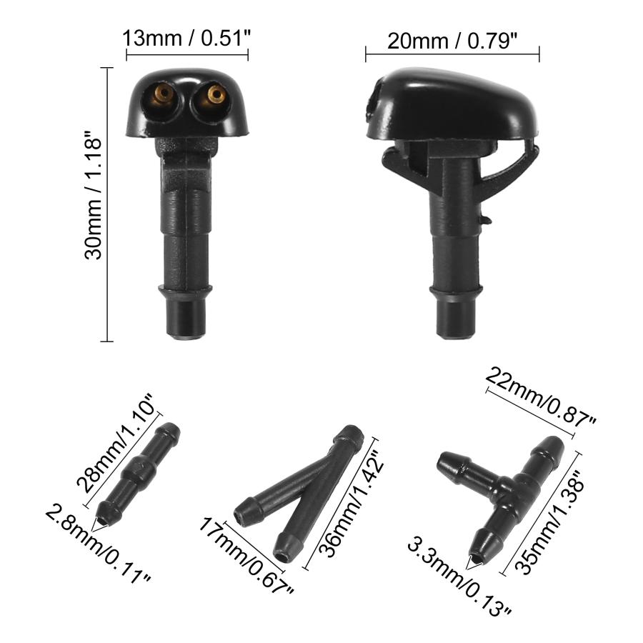 ACROPIX ウォッシャーノズル フロントガラス 洗車用 車用 水噴霧 61601384859 12個コネクタ付き 3mホース付き 1セット ...