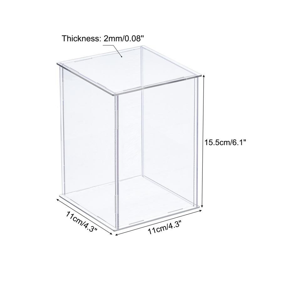 uxcell アクリルディスプレイケース プラスチックボックス キューブ 収納ボックス 透明 アセンブル 防塵ショーケース 11x11x15 ...