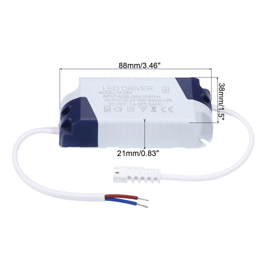 PATIKIL 18-24W 300mA LEDドライバー 2個 AC 85-265V 出力 54-100V DCオスコネクタ 定電流整流器 ...