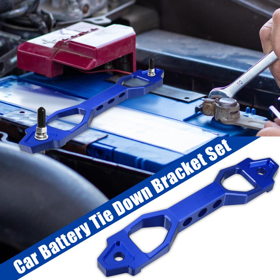 X AUTOHAUX バッテリーホールドダウンブラケットキット アルミニウム合金 203mmJ型ボルト付き ブルー 全長233mm 1セット : ソウテン - 通販 - Yahoo!ショッピング
